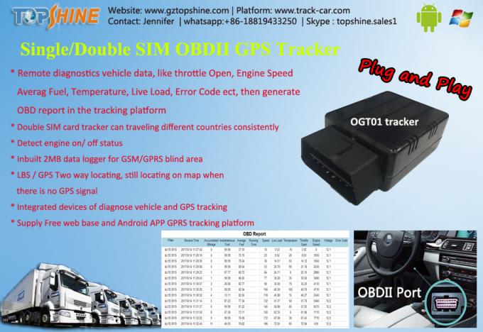 24VDC Remote Diagnostic OBD GPS Vehicle Tracker With Single / Double ...
